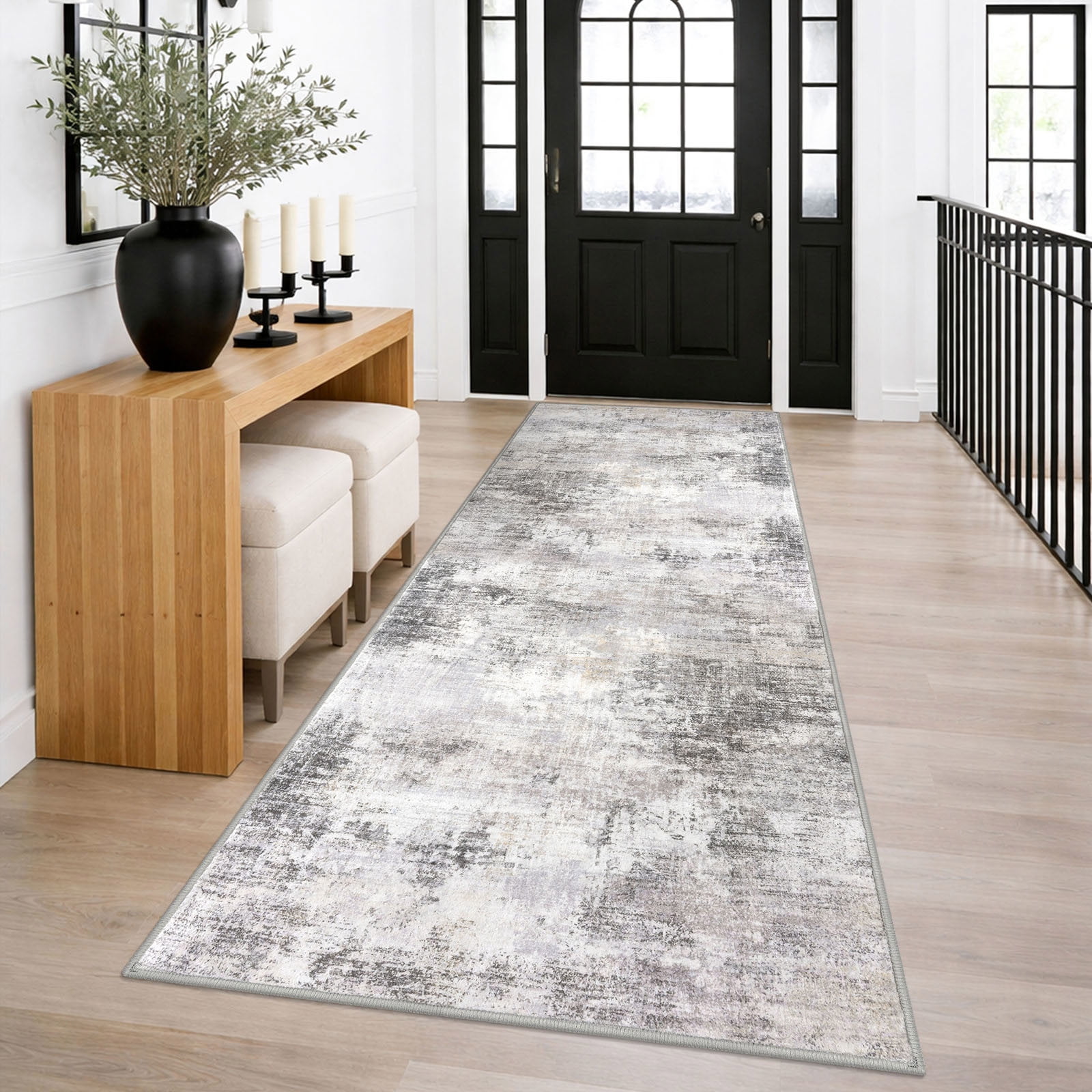 iOhouze Washable 3x8 Abstract Runner Rug Hallway Carpet Non-Slip Faux ...