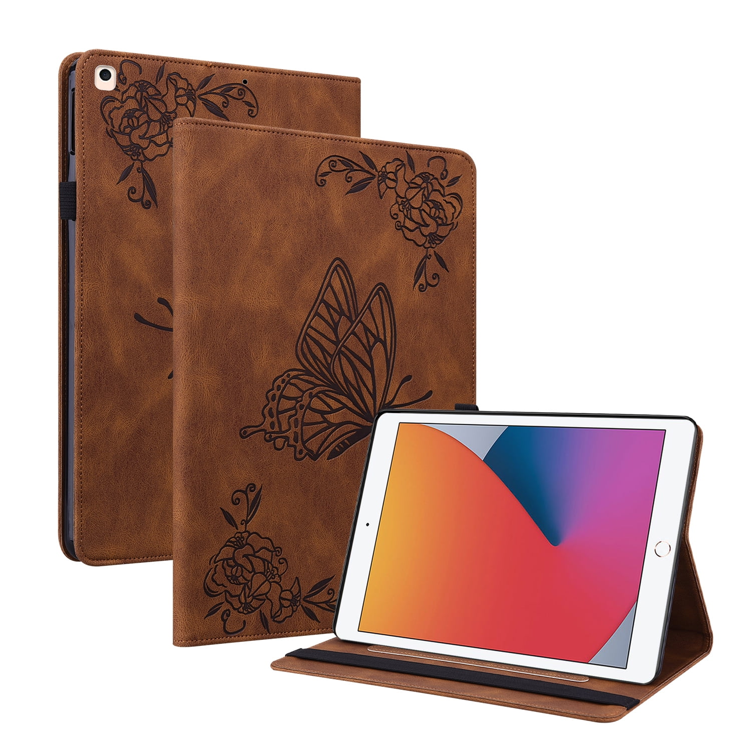 iPad 10.2 Case 2021/2020/2019, TECHCIRCLE Slim Folio Stand Butterfly Premium PU Leather Smart ...