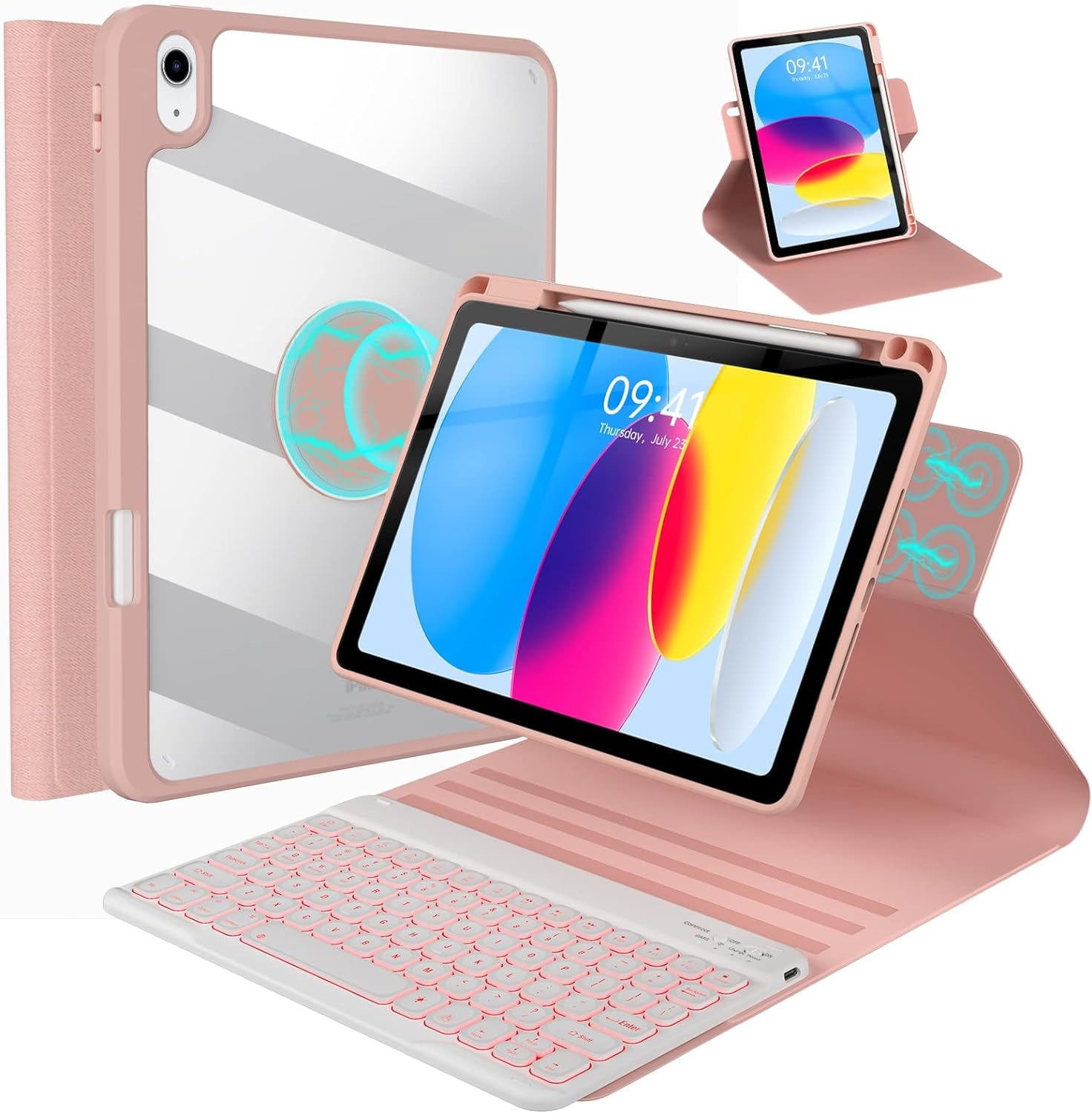 iPad 10th Generation Case with Keyboard 2022 10.9 inch,360° Rotatable ...