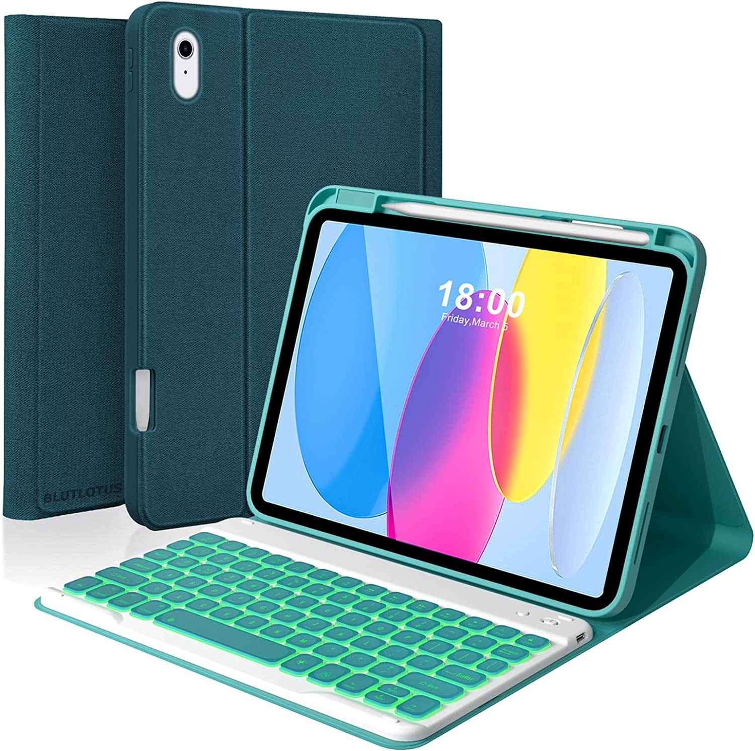 10th Gen iPad 2022 Case with Detachable 7 Color Backlit Keyboard ...