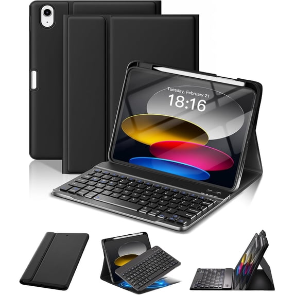 for iPad 11th 10th Generation Case with Keyboard, Magnetic Wireless ...