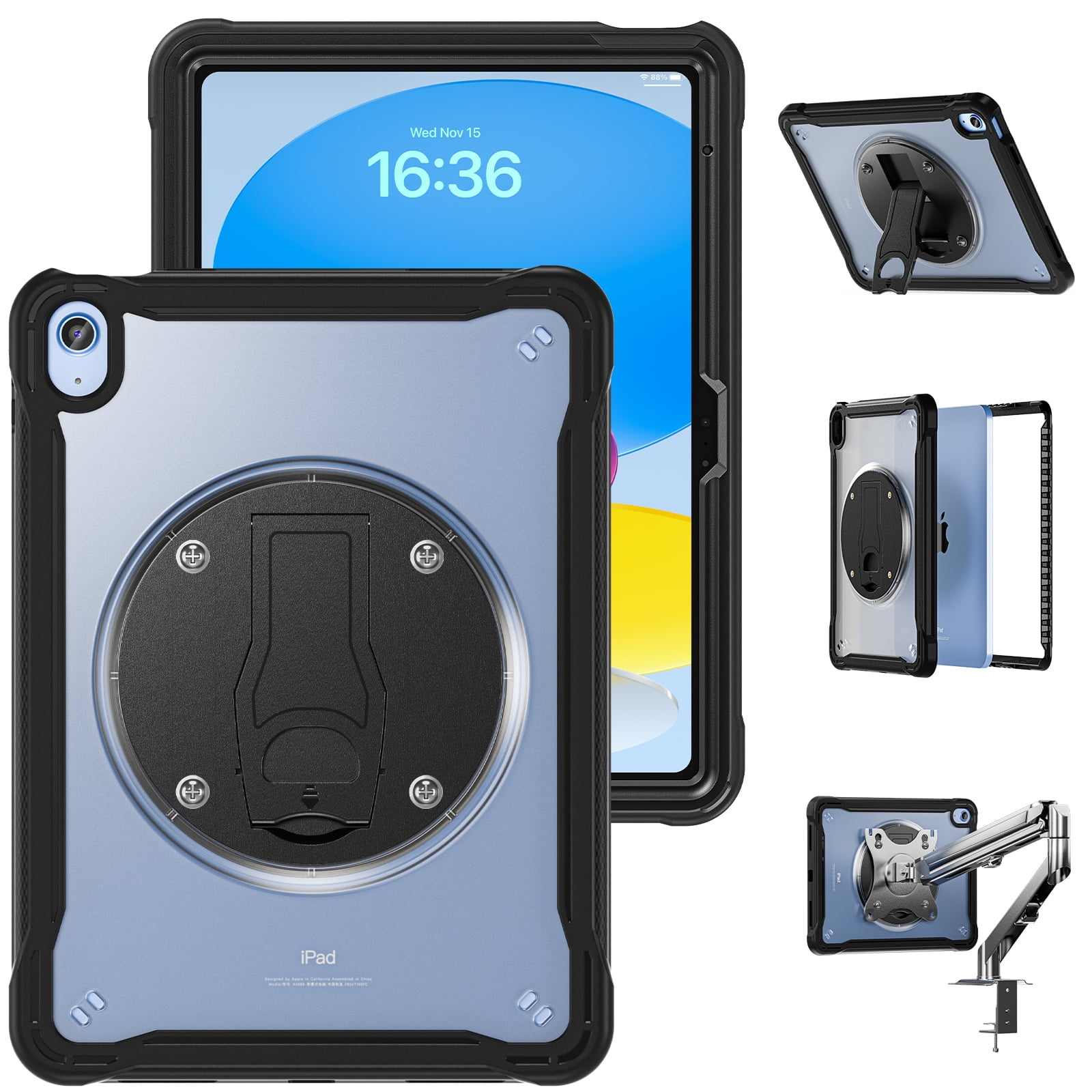 for iPad 11th Gen A16 2025 Case, Rotating Stand & Pencil Holder ...