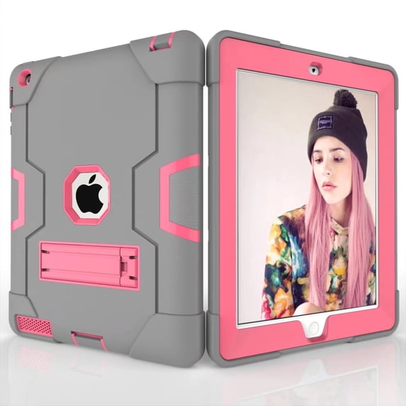 Dteck iPad 2 3 4 Case, Rugged Shockproof Kickstand Protective Cover ...