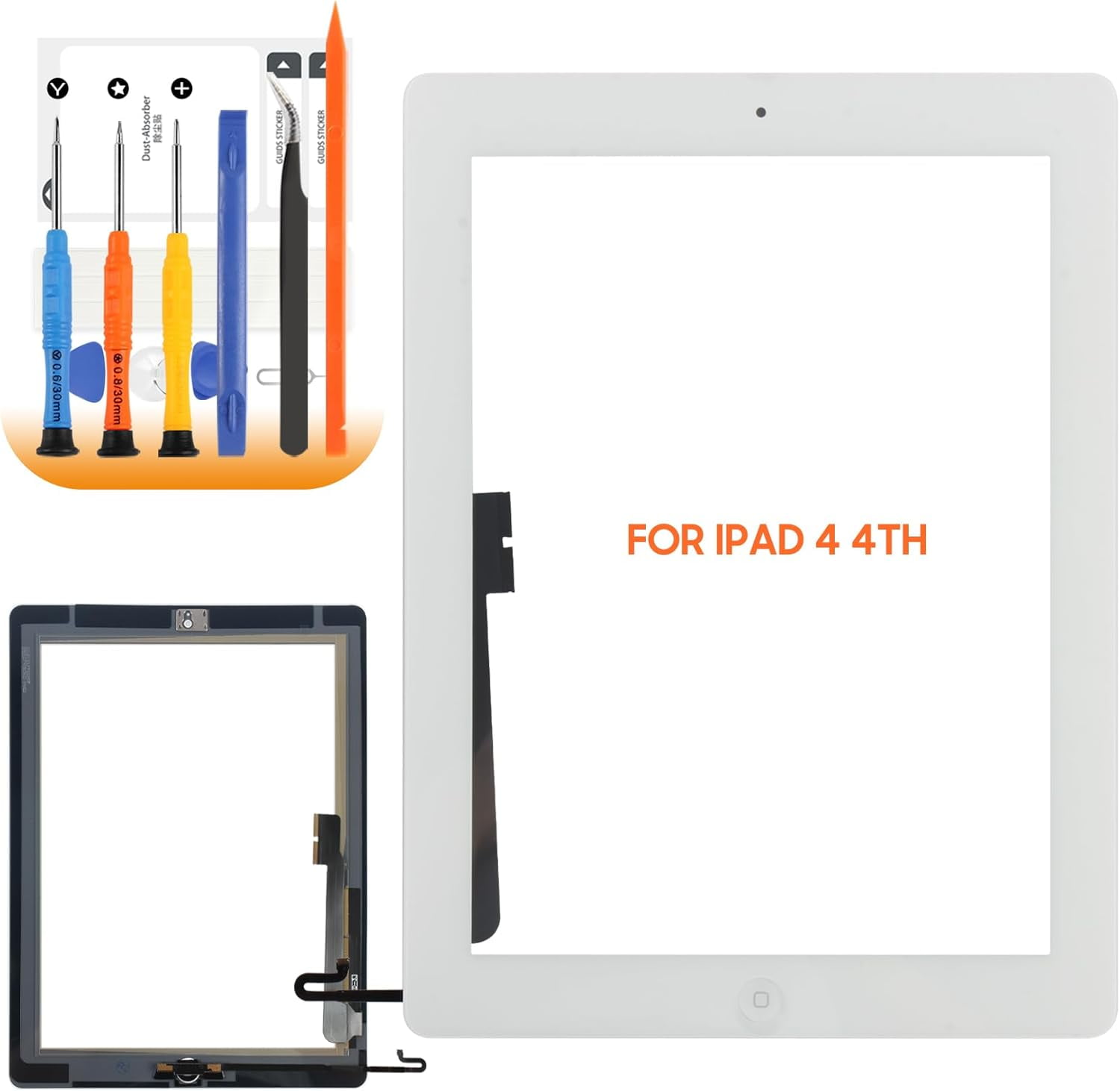 for iPad 4(4th Generation) Screen Replacement A1460 a1458 a1549 Screen Touch Digitizer Glass ...