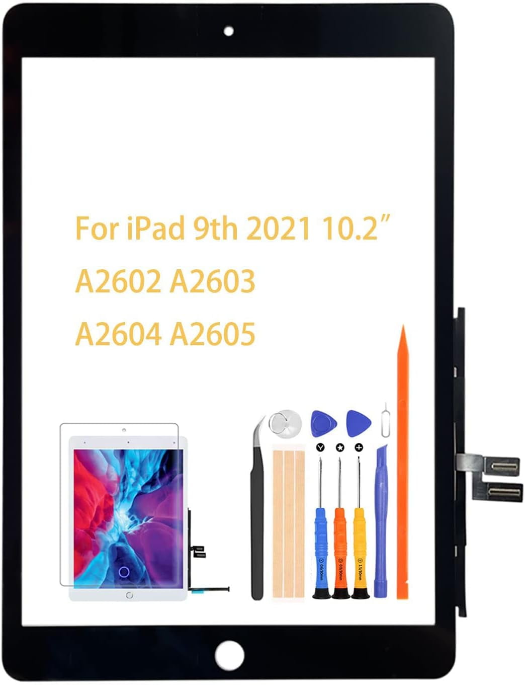 for iPad 9 10.2" 2021 Screen Replacement Touch Panel, for iPad 9th ...