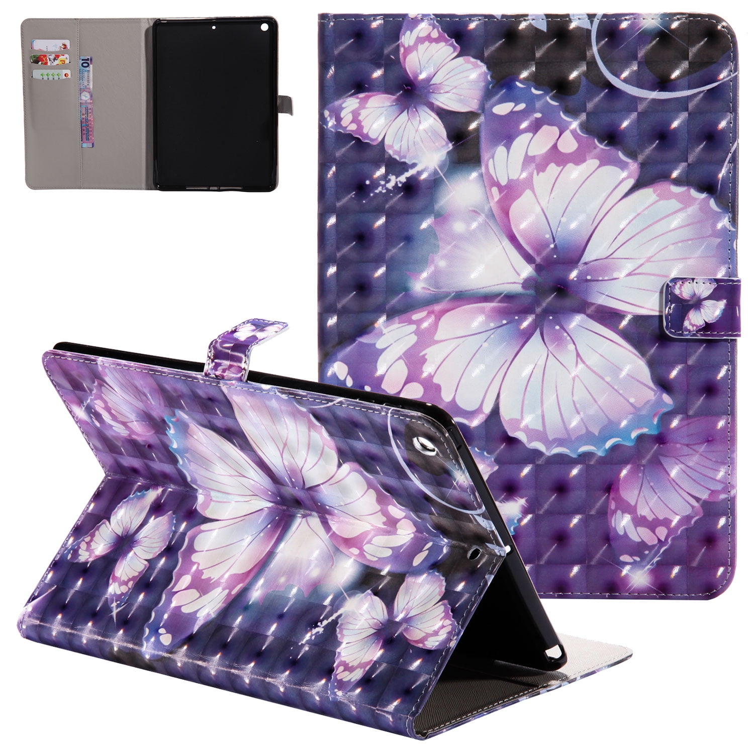 iPad 9.7 Case Cover 2018/2017, Allytech PU Leather 3D Pattern Slim Folio Smart Case Auto Sleep ...