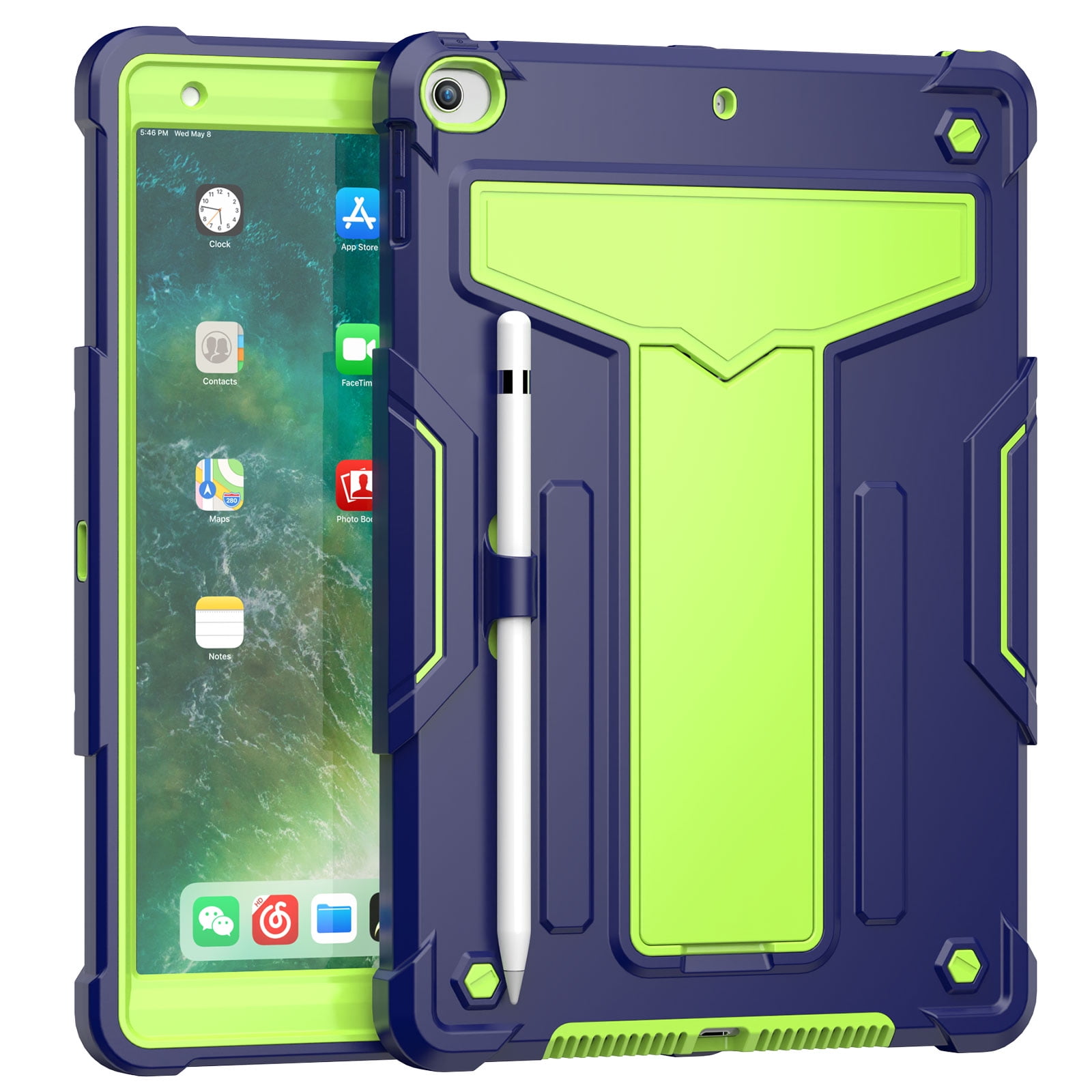 for iPad 9th/8th/7th Generation Case with Pencil Holder & Kickstand ...