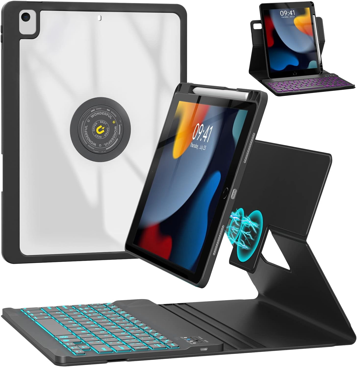 iPad 9th/8th/7th Generation Keyboard Case 10.2 inch,360° Rotatable ...