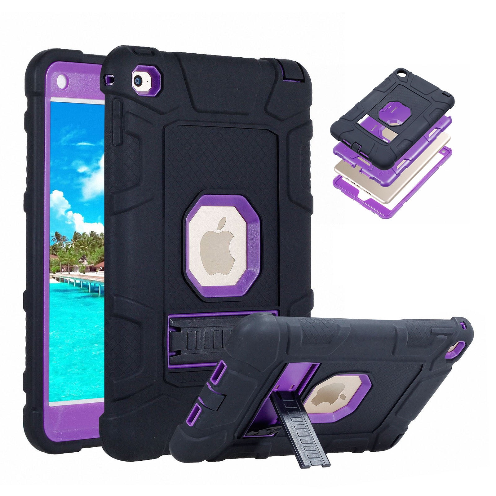 Allytech 7.9" Dual Layers Silicone Tablet Case with Kickstand, Black ...