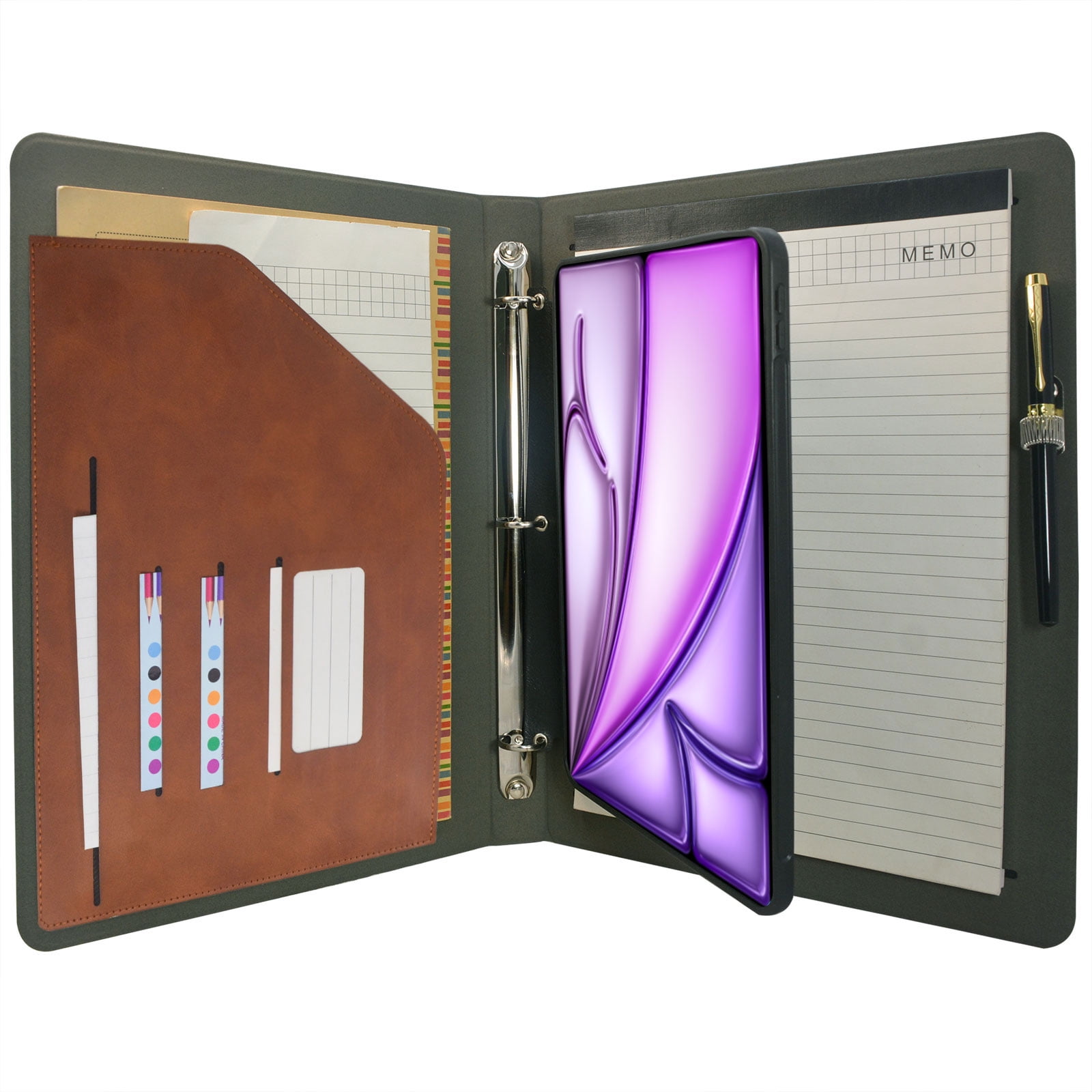 iPad Organizer Portfolio Case with 3-Ring Binder, Binder Padfolio File ...
