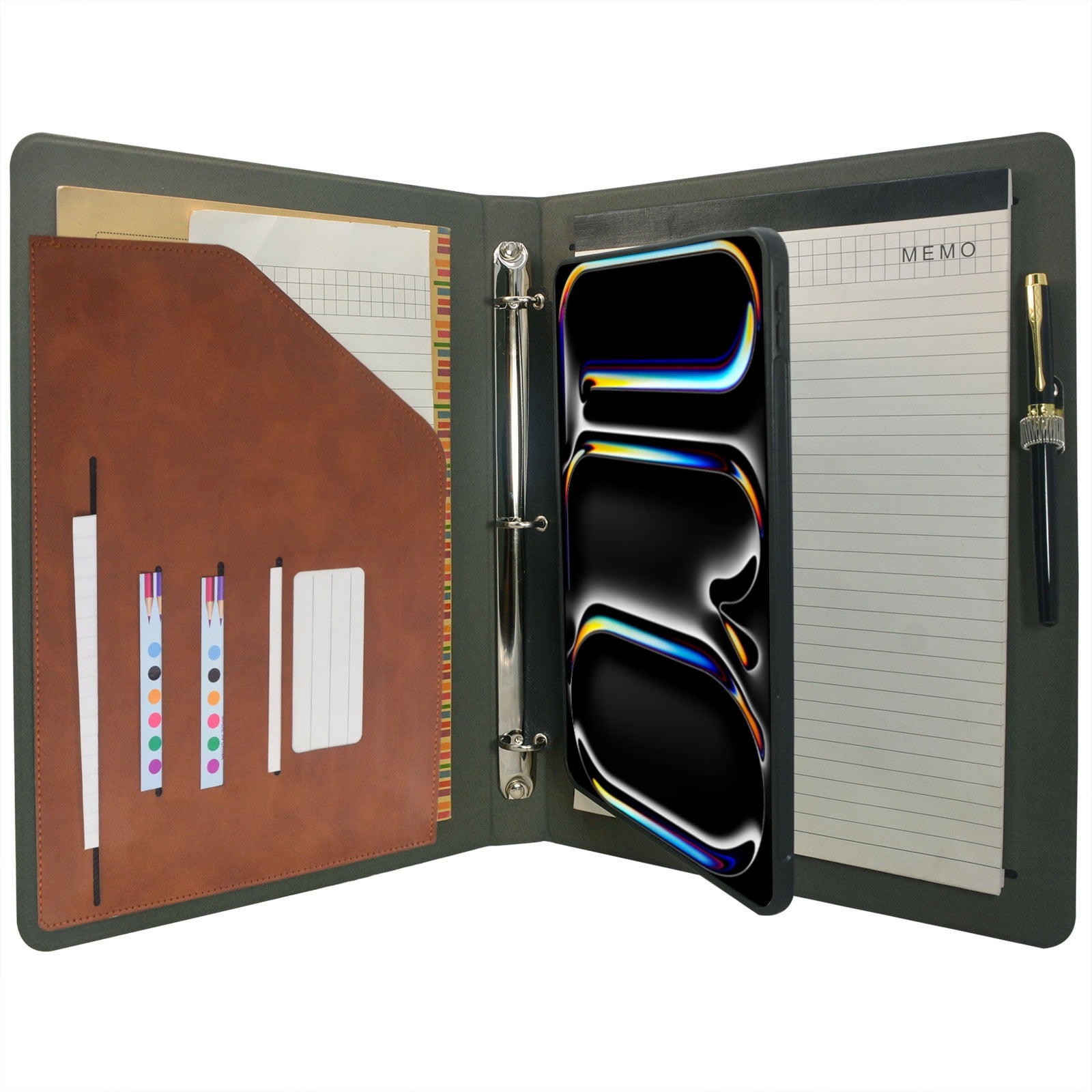 iPad Organizer Portfolio Case with 3-Ring Binder, Binder Padfolio File ...