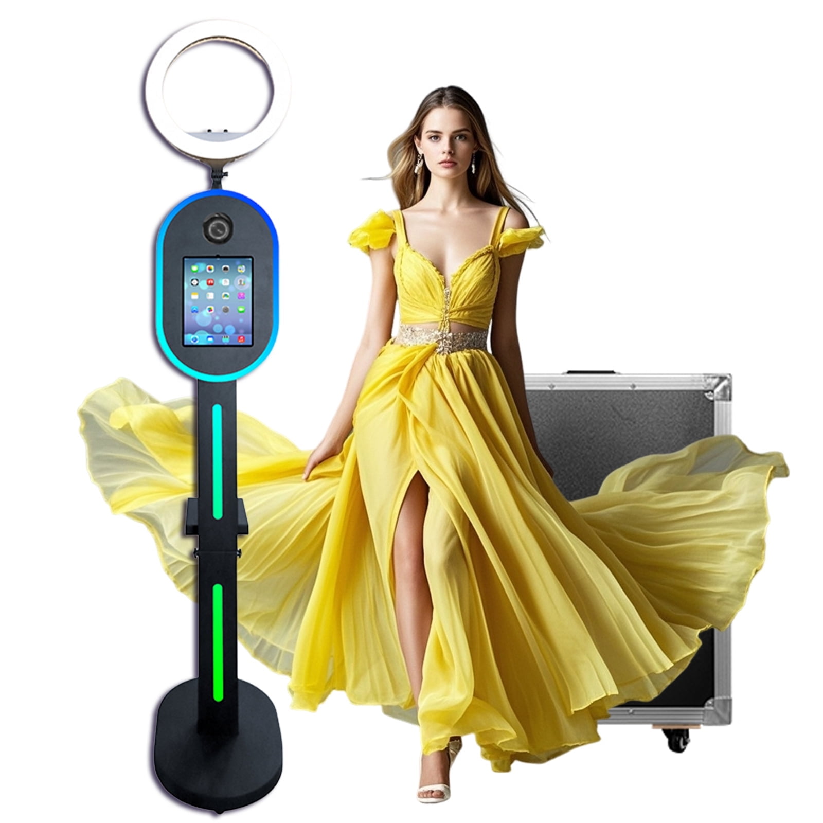 iPad PhotoBooth Stand Selfie Machine With Ring Light for 10.2/11/12.9 ...