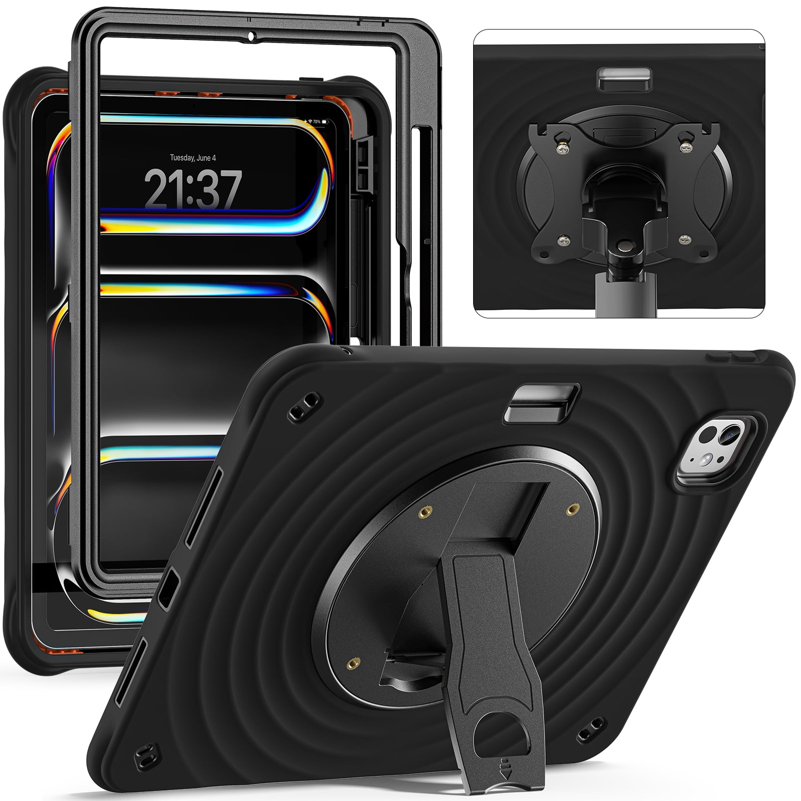 for iPad Pro 11" 2024 Case, Rugged Tablet Case with 360° Rotating Stand ...