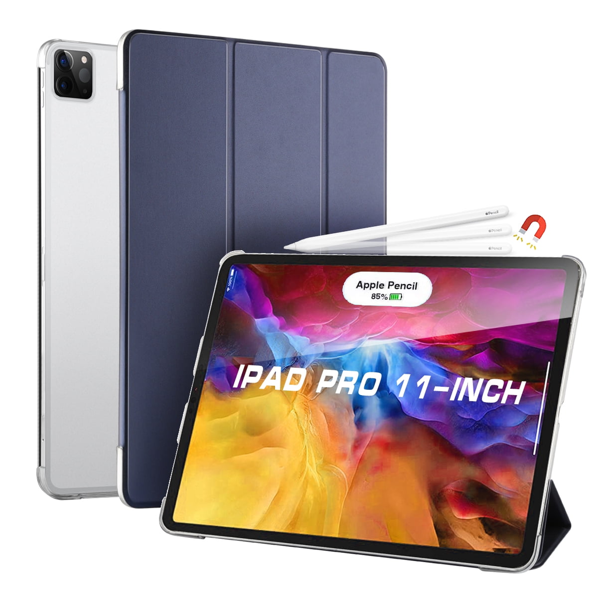 iPad Pro 11 Case 2nd Generation 2020, [Support Apple Pencil 2 Charging] Slim Stand Hard Back ...