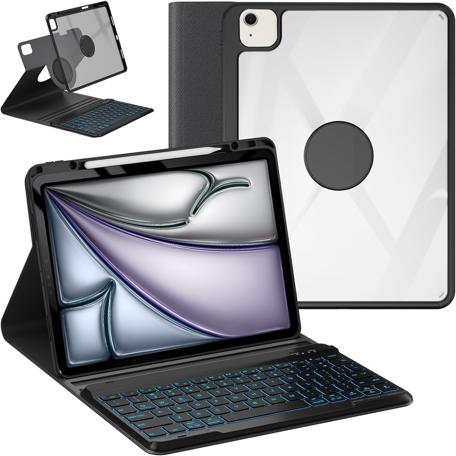 Apple iPad Pro 12.9 Case with Keyboard for 4th/5th/6th Gen, 360° Cover ...