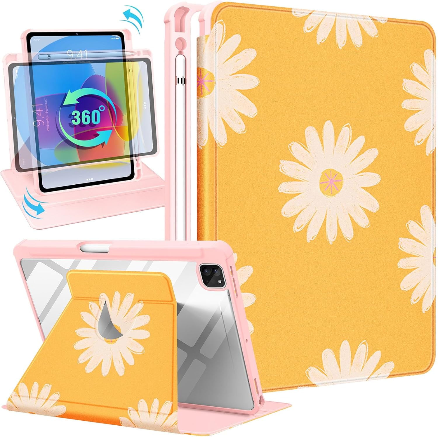 for iPad Pro 12.9 Case Folio Cover with Pencil Holder Girls Women Cute ...