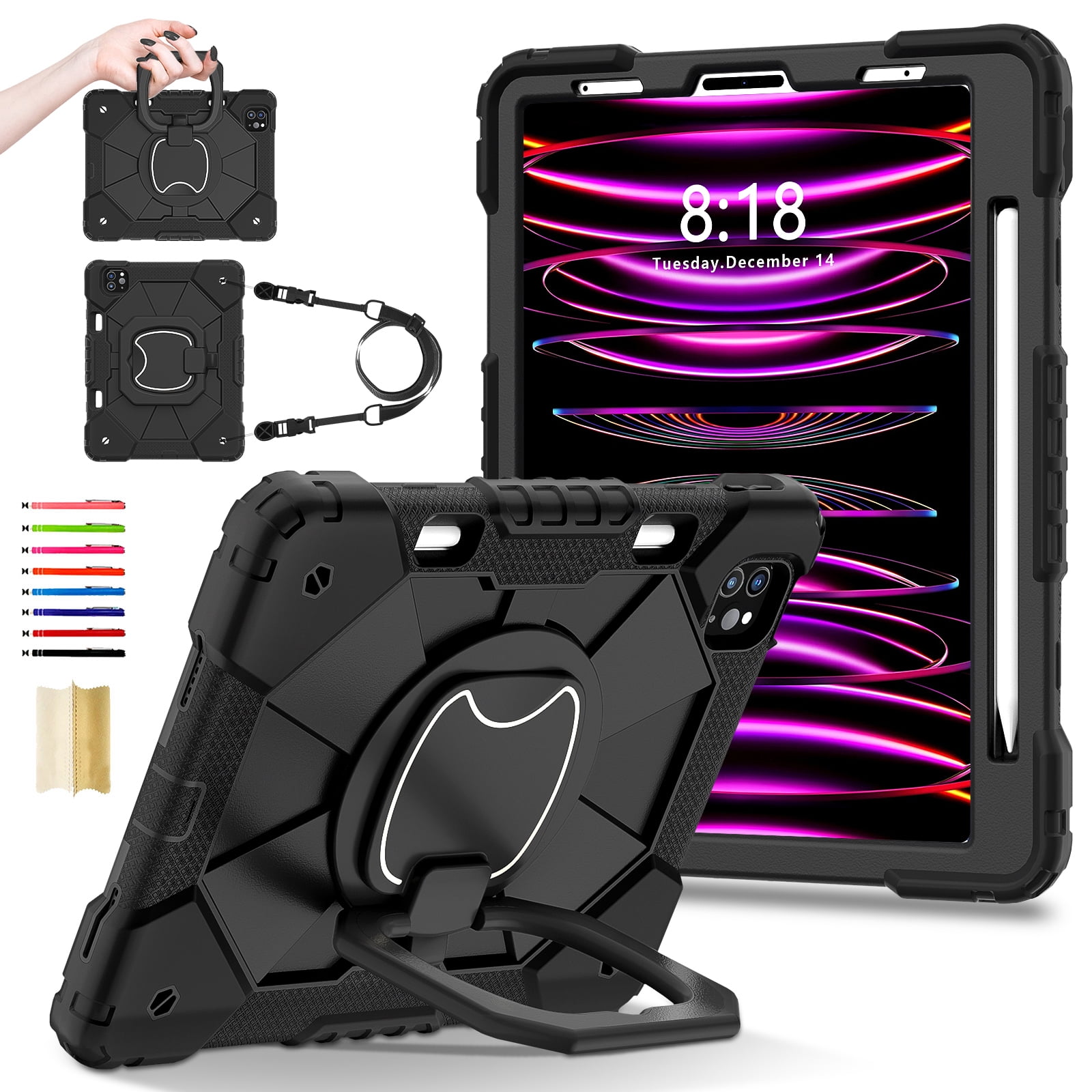 for iPad mini 2021/mini 2024 with Pencil Holder/360° Rotating Kickstand ...