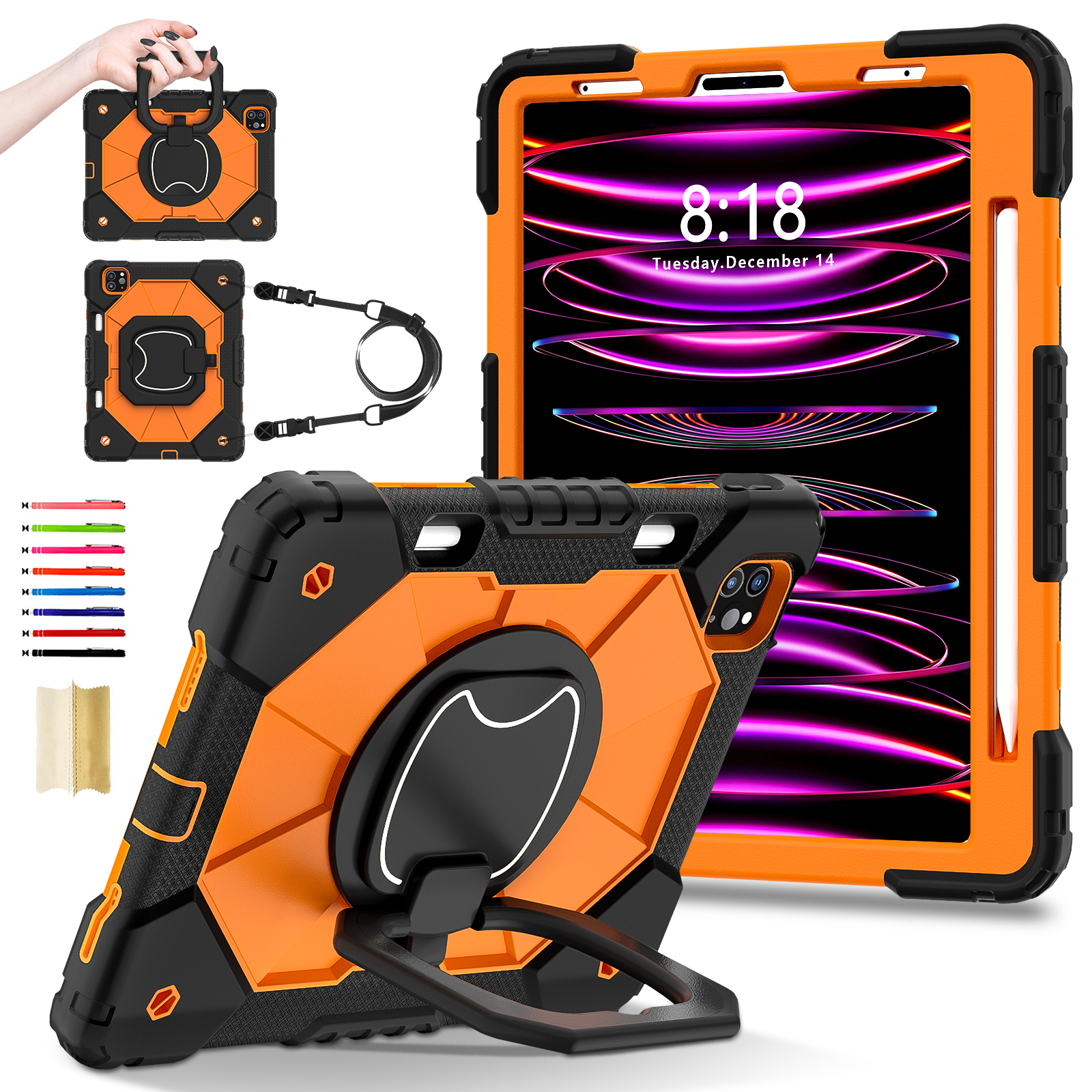 for iPad mini 2021/mini 2024 with Pencil Holder/360° Rotating Kickstand ...