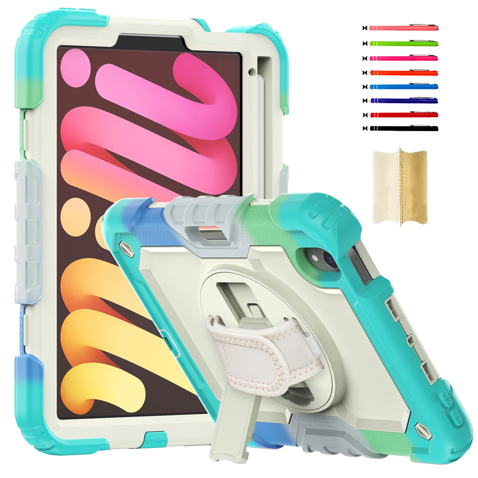 for iPad mini (6th Generation) Kids Case Heavy Duty Rugged Shockproof ...