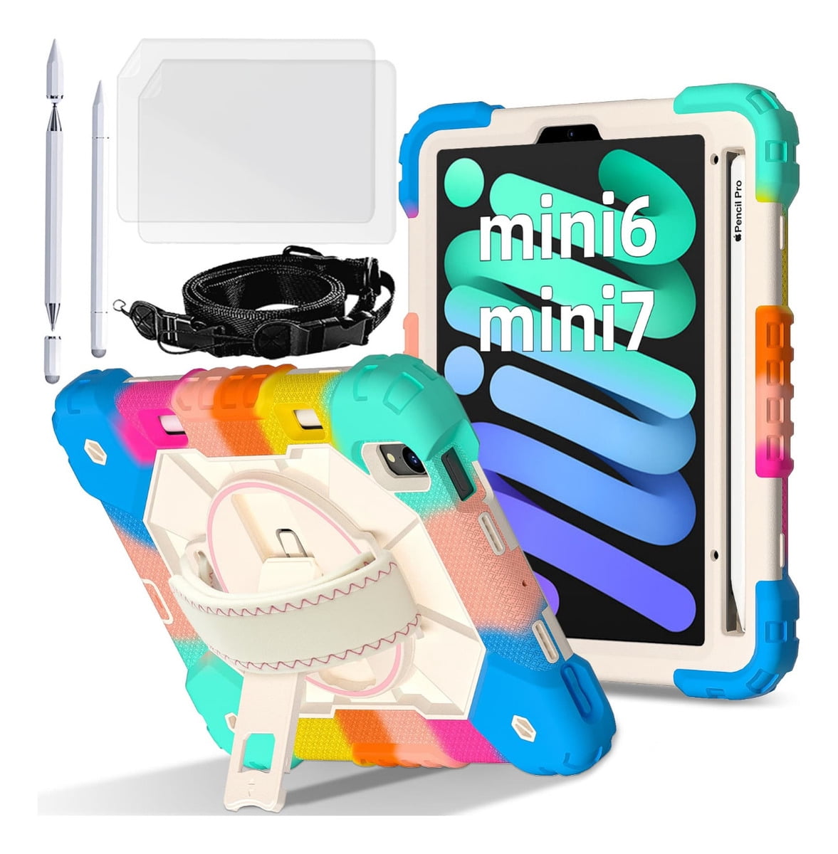for iPad mini 7 (A17 Pro)/mini 6 Case with Screen Protector/Shoulder ...