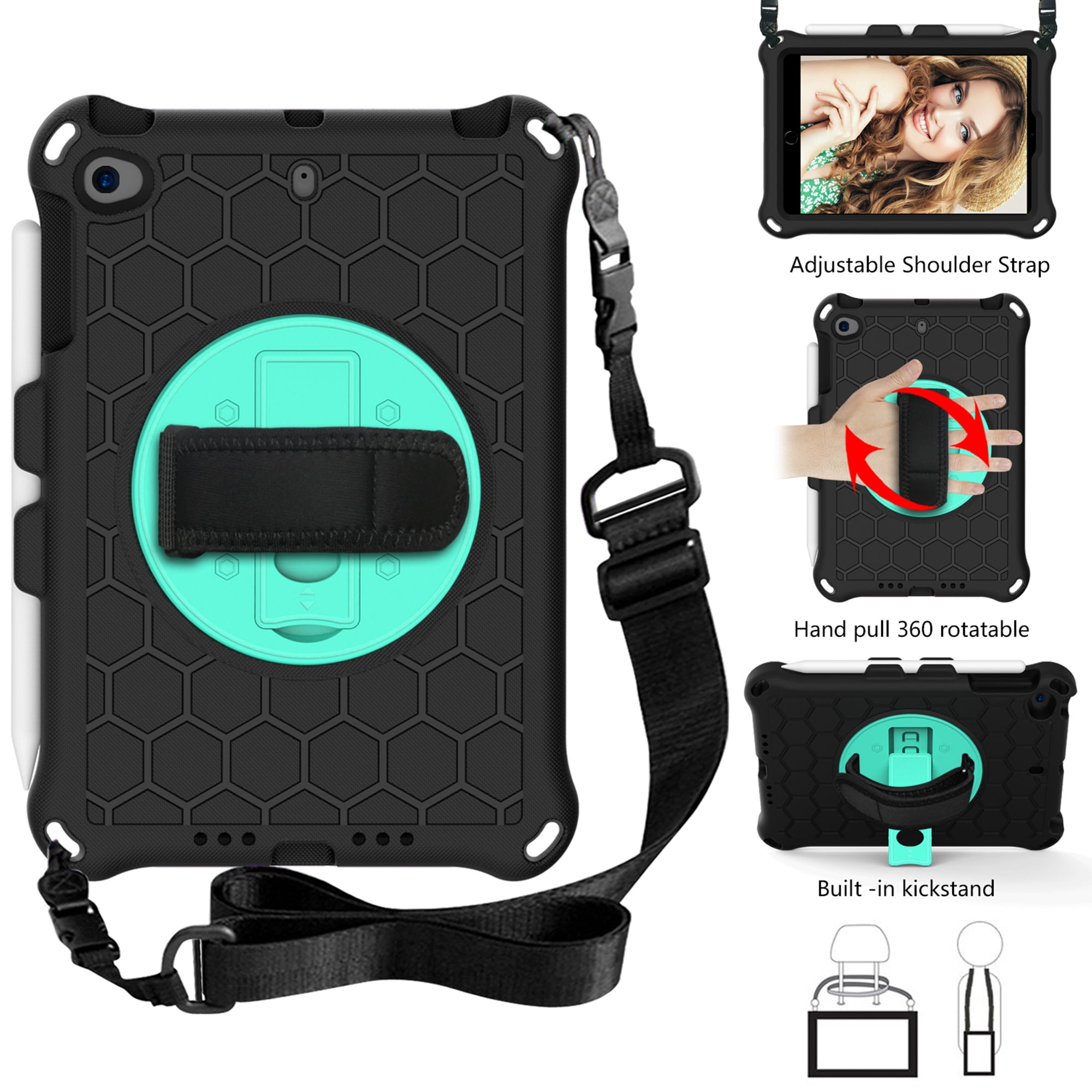 iPad mini Case with Shoulder Strap For Kids, Dteck 360 Rotating ...