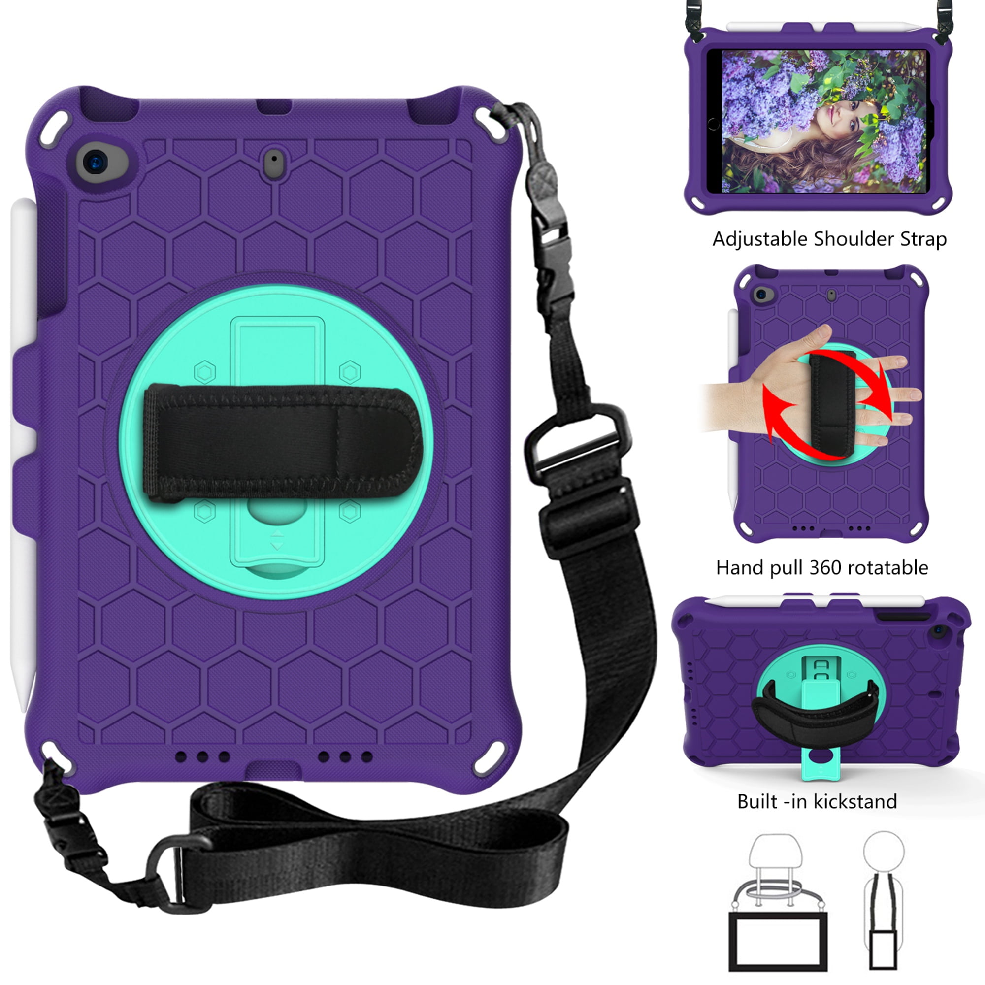 iPad mini Case with Shoulder Strap For Kids, Dteck 360 Rotating ...