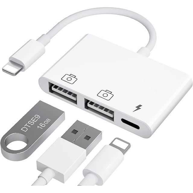 iPad to USB Adapter, USB for iPad, iPhone to USB Adapter Compatible iPhone/iPad,Plug N Play ...