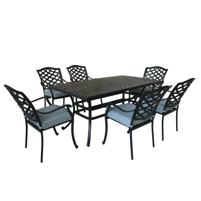 iPatio Modern 7-Piece Aluminum Dining Set with Cushion: Durable ...