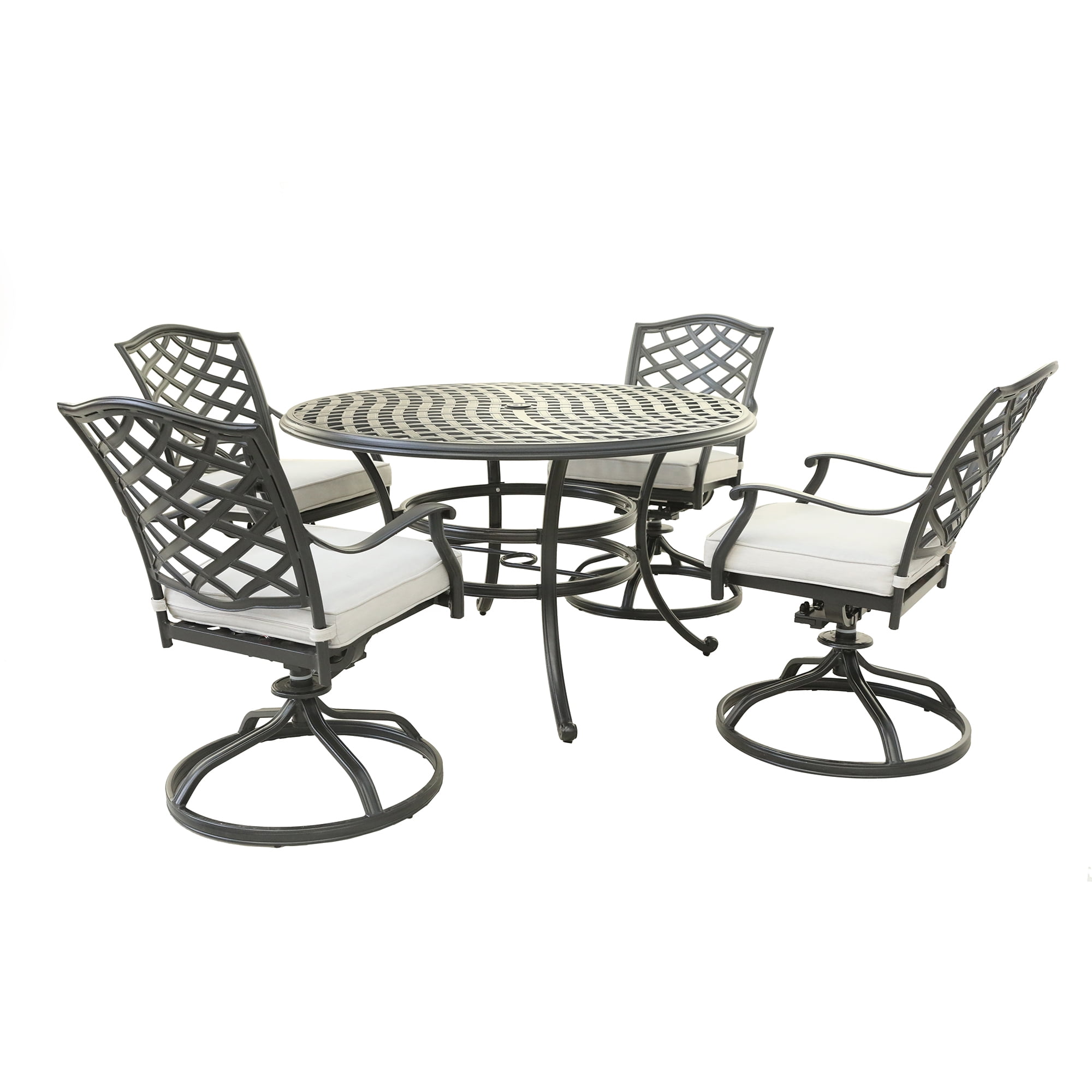 iPatio Stylish Outdoor Aluminum 5-Piece Round Dining Set: Weather ...