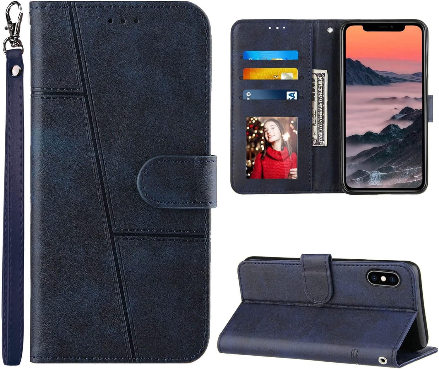 for iPhone 10 Case Wallet,for iPhone X/XS Wallet Case,[Wrist Strap ...