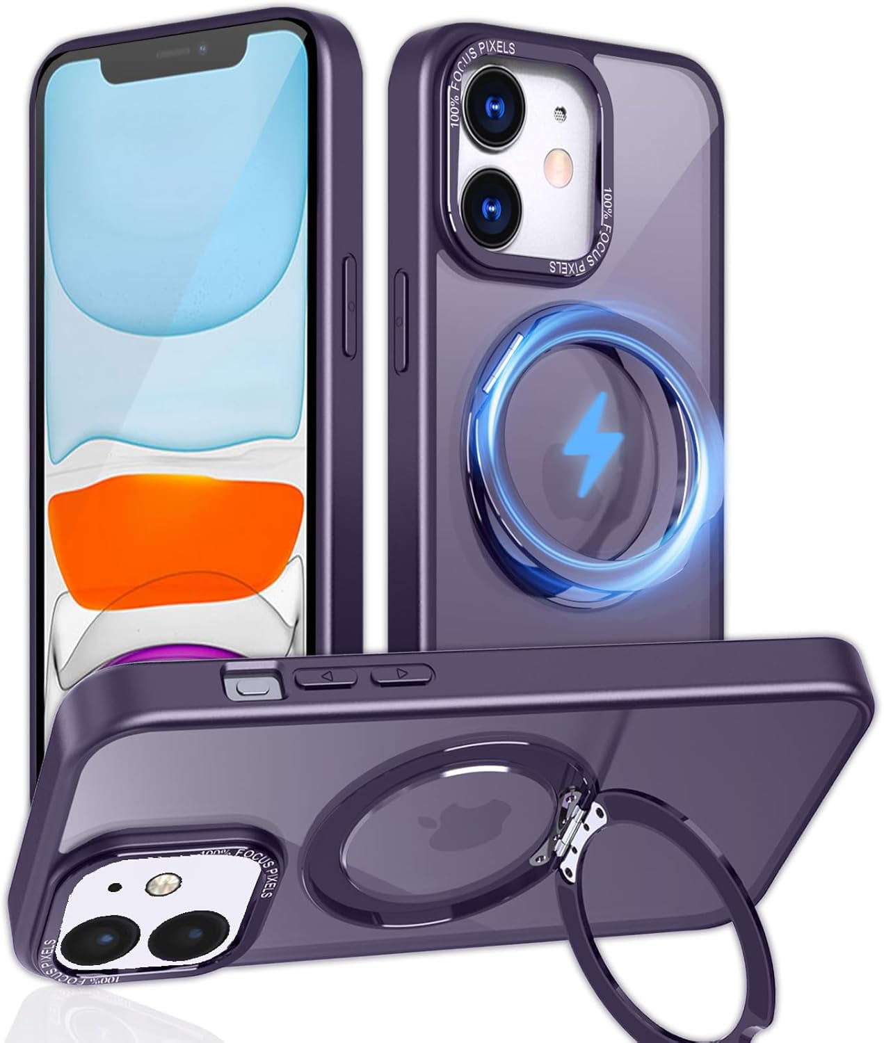 for iPhone 11 Case, 360° Rotatable Magnetic Ring Stand, Compatible with ...