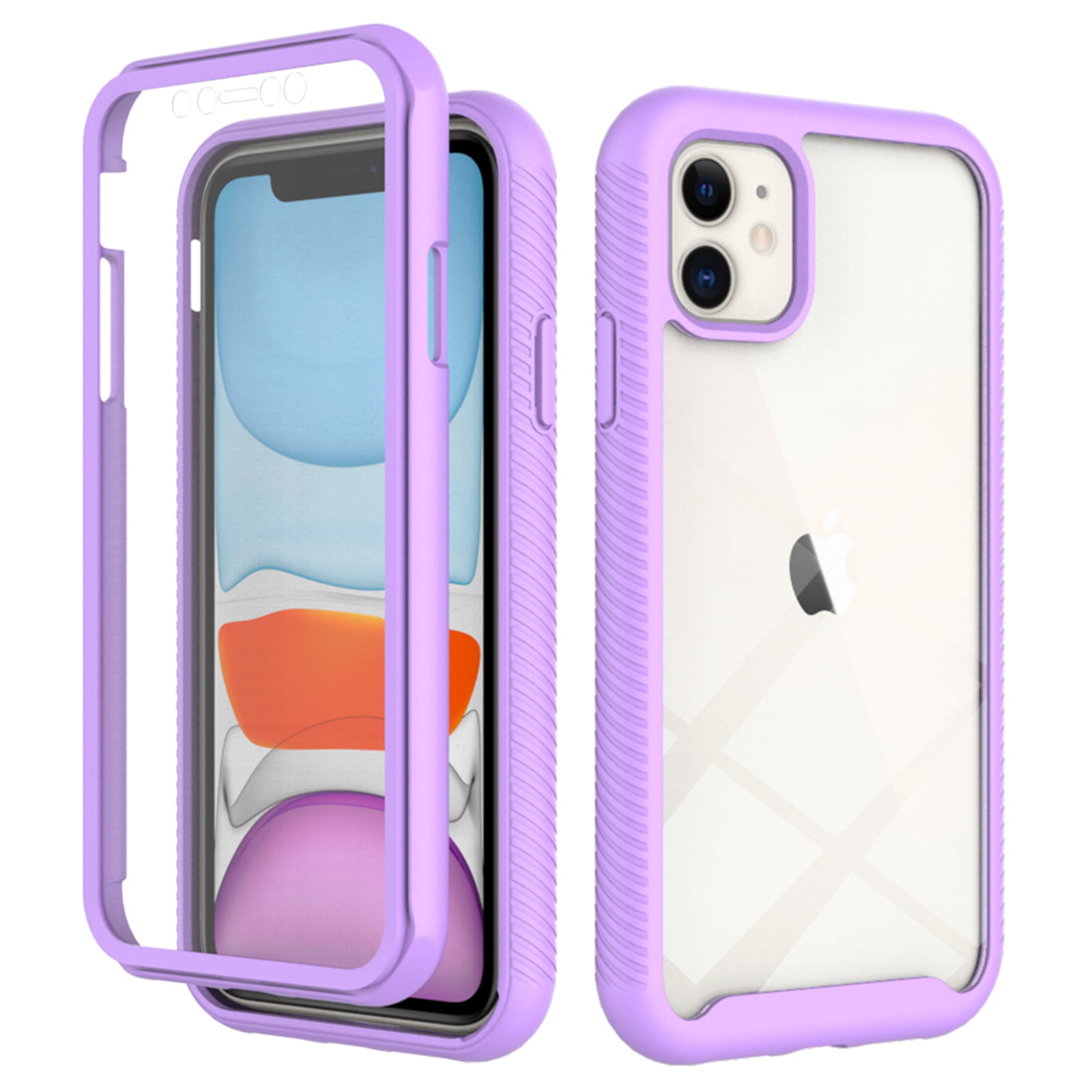 iPhone 11 Case with Built in Screen Protector Dteck Full Body Shockproof Rubber Hybrid Protection Crystal Clear PC Back Protective Phone Case Cover
