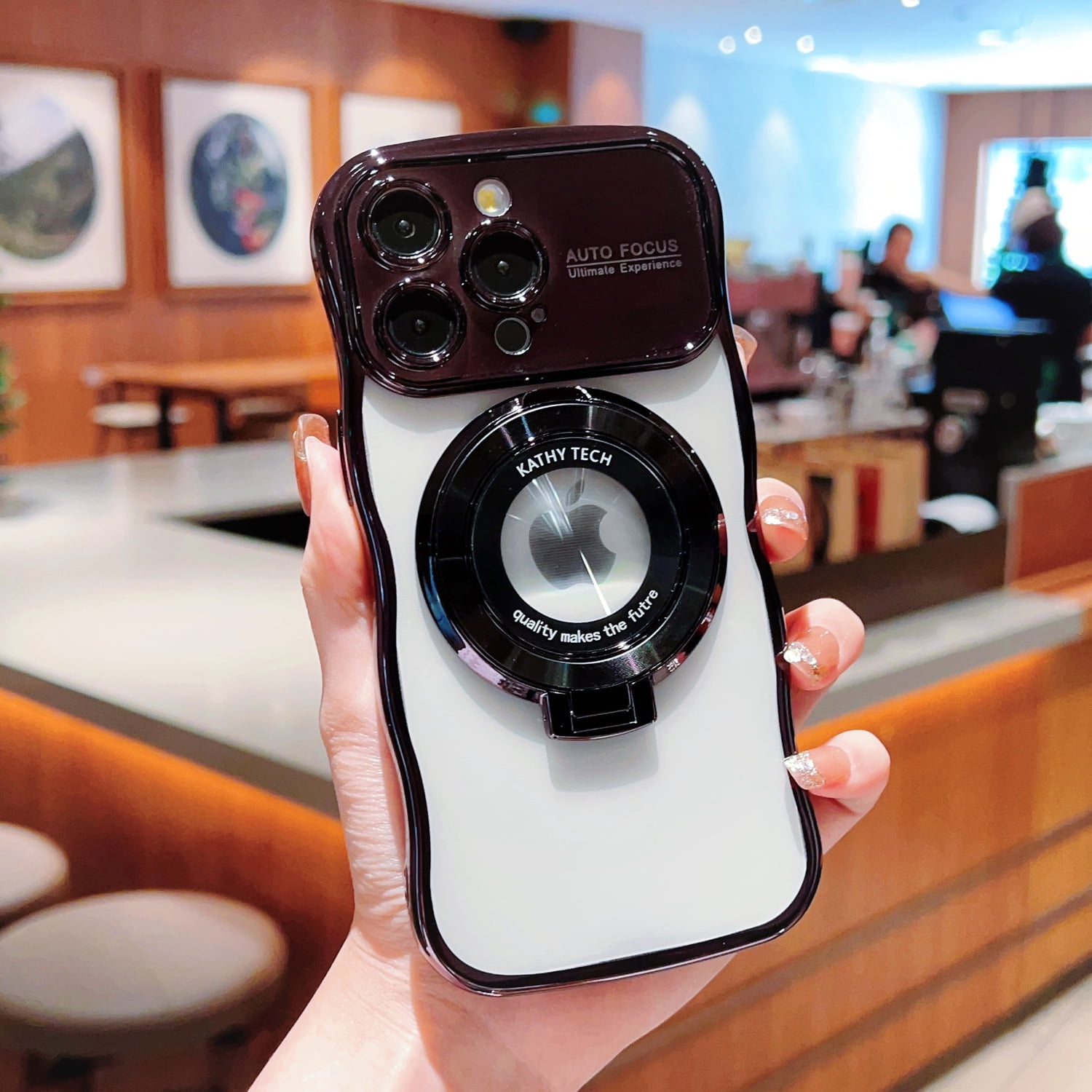 for iPhone 11 Case Wave Edge Bumper with Rotatable Ring Stand Holder ...