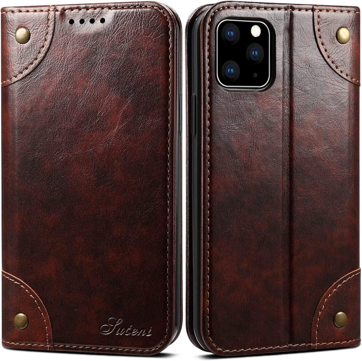 iPhone 11 Leather Case, iPhone 11 Wallet Folio Case Book Design Closure ...