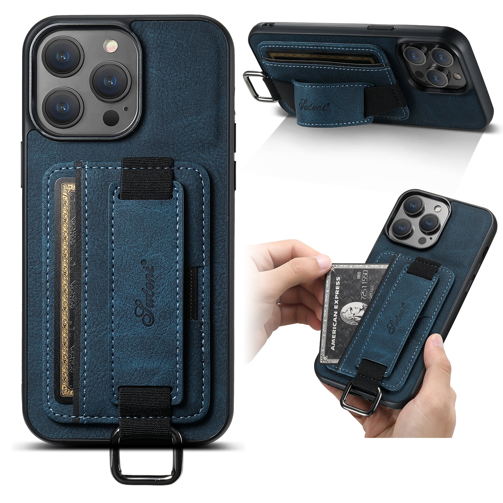 for iPhone 11 PU Leather Card Slots Back Case, Classic Wristband ...