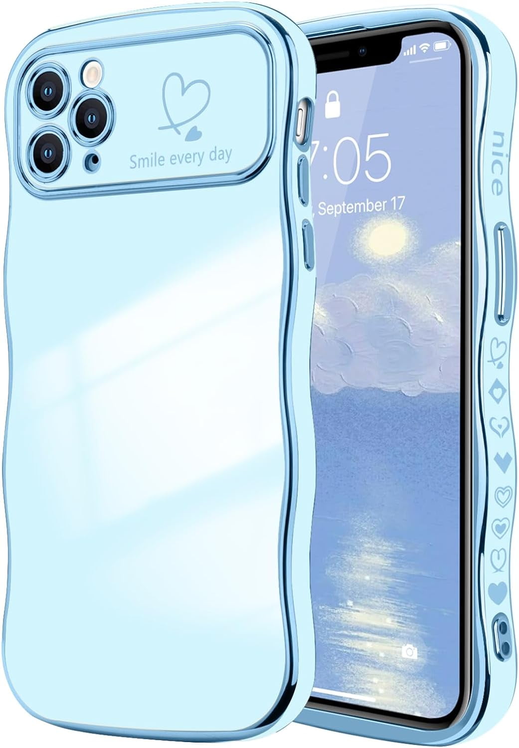for iPhone 11 Pro Case for Women Girls, Cute Wave Frame Curly Shape ...