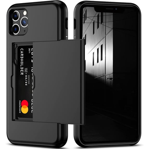 iPhone 11 Pro Max Case with Card Holder Heavy Duty Protective Dual ...