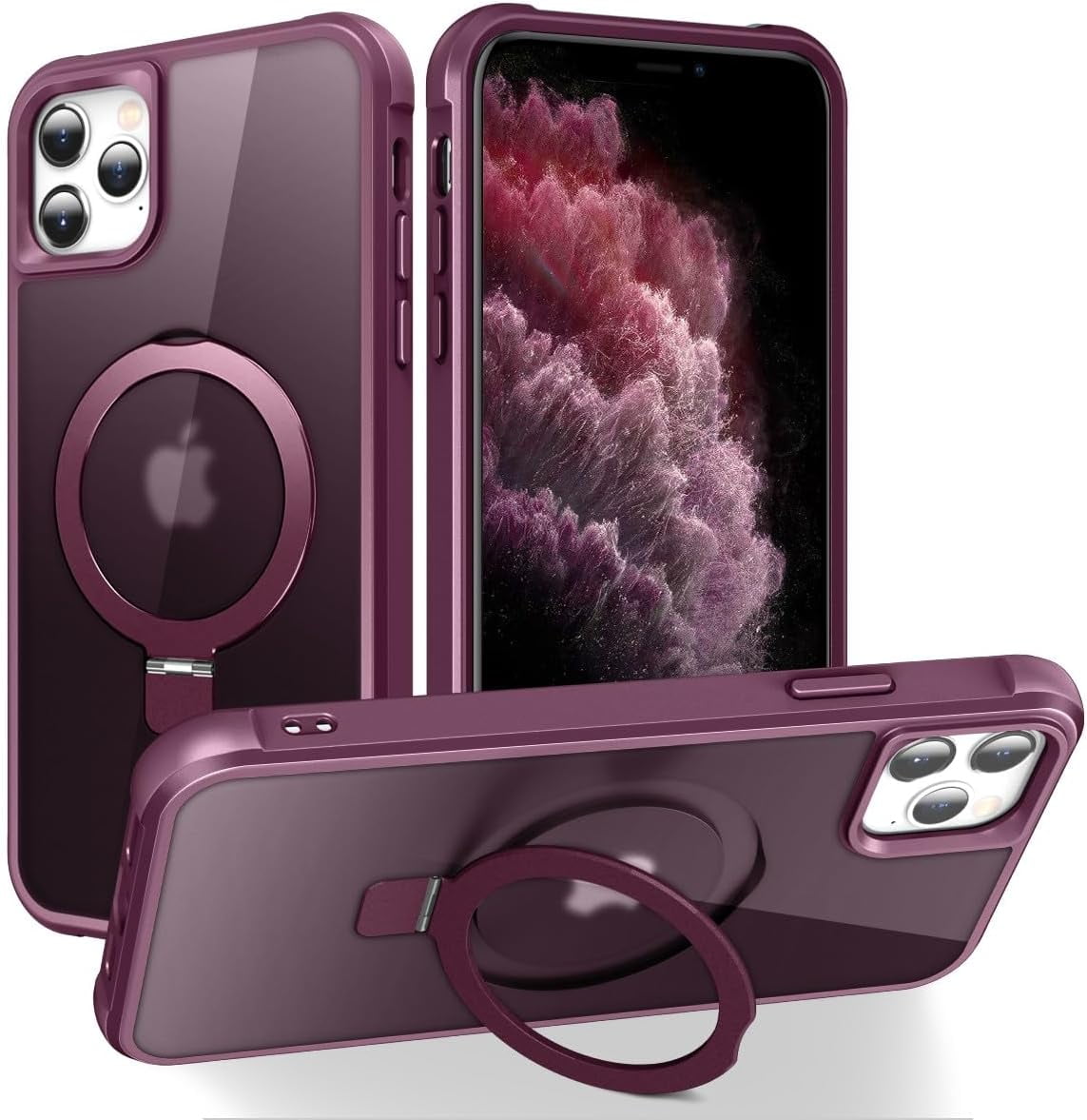 for iPhone 11 Pro Max Case with Invisible Ring Stand Translucent iPhone ...