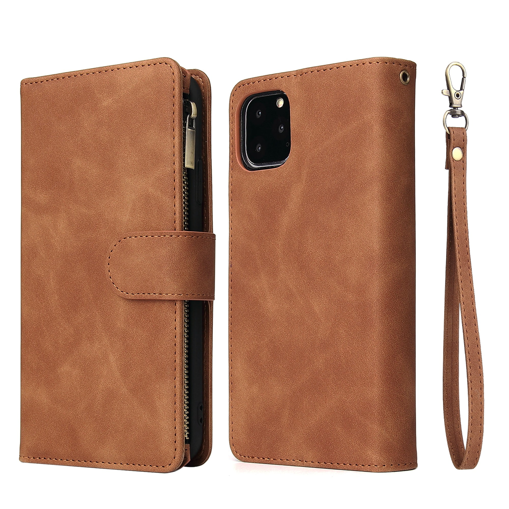 iPhone 11 Pro Max Wallet Case, Dteck Soft Leather Zipper Wallet Case ...