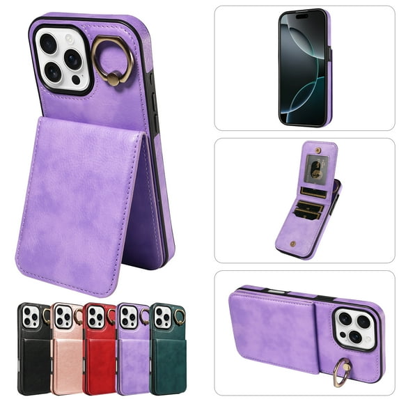 For iPhone 11 Wallet Case with Card Holder, 360° Rotation Ring ...