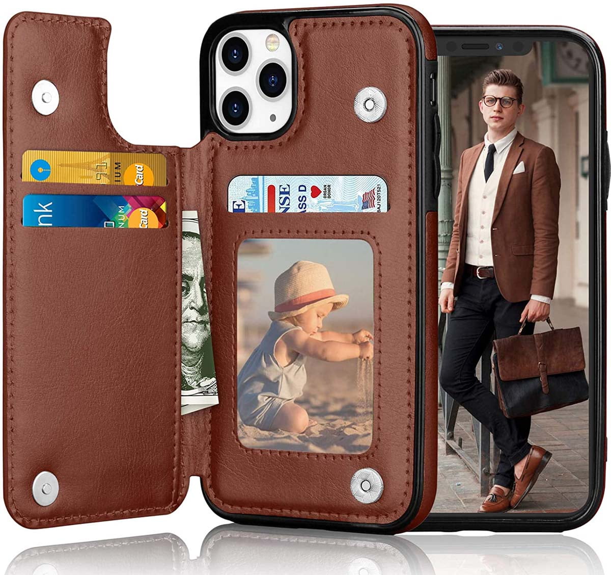 Tekcoo iPhone 11 Wallet Case, PU Leather Flip Cover with 3 Card Holder ...