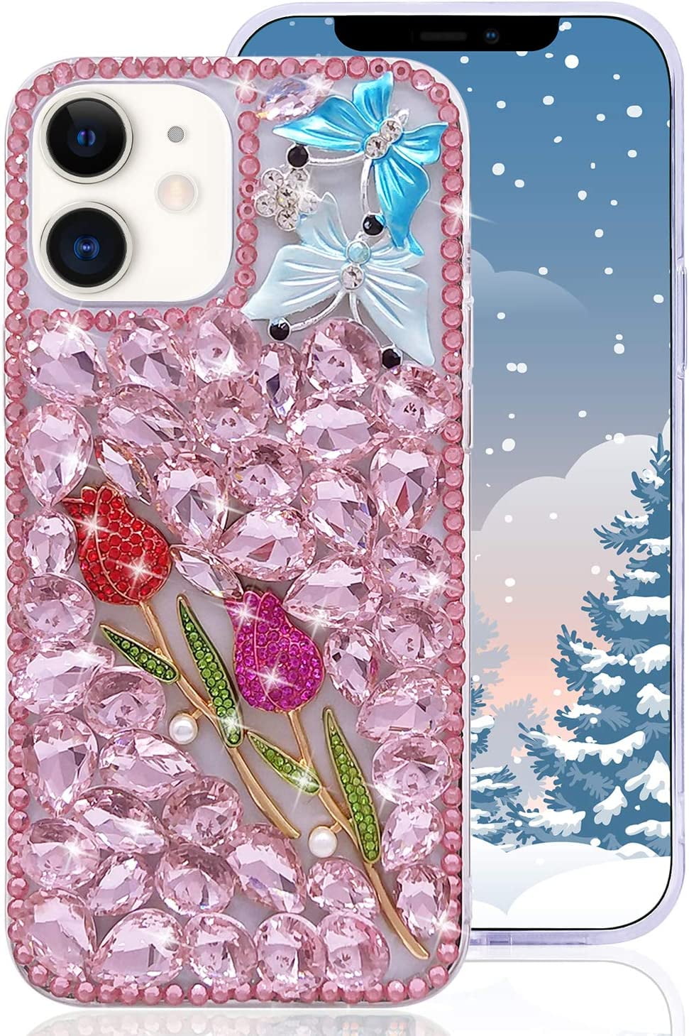 for iPhone 11 Women Girl Glitter Diamond Case Luxury Bling Butterfly ...