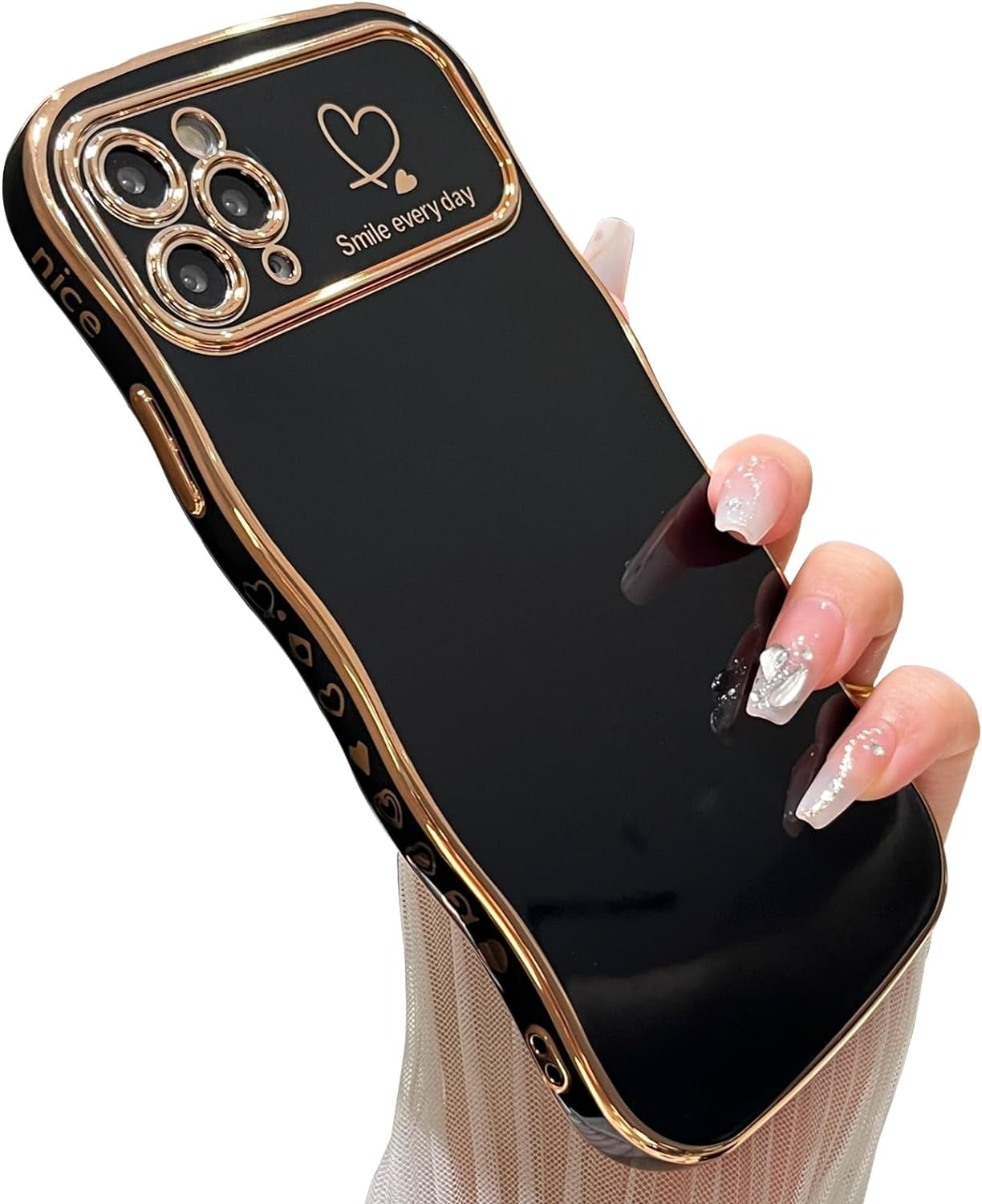 for iPhone 11 case Cute Wavy Edge Luxury electroplated Love Phone case ...