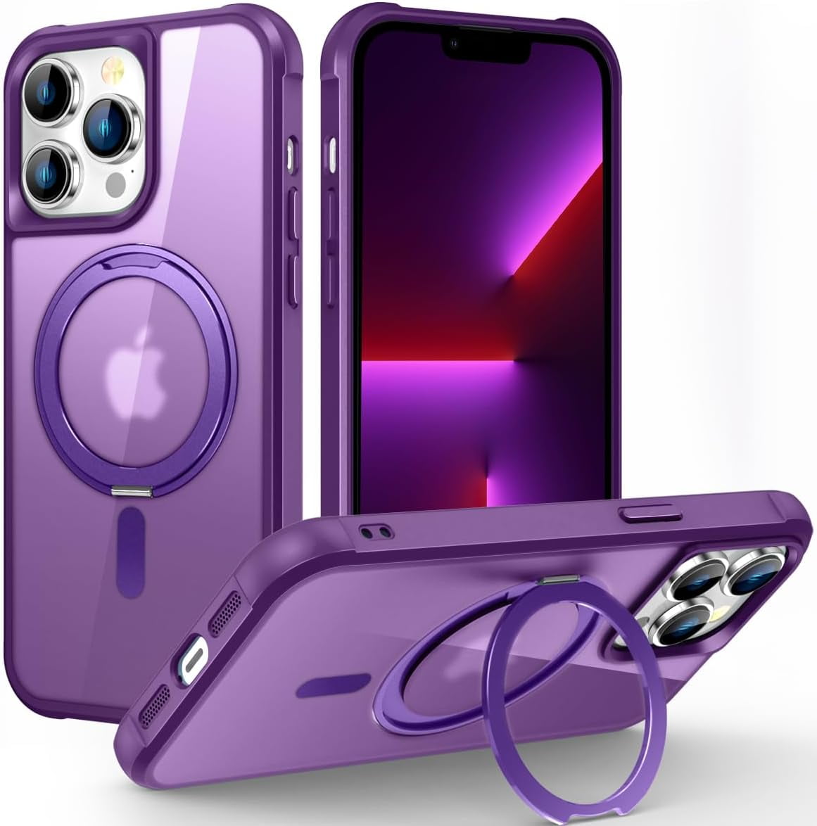 for iPhone 12/12 Pro Case with 360° Rotatable Magnetic Ring Stand ...