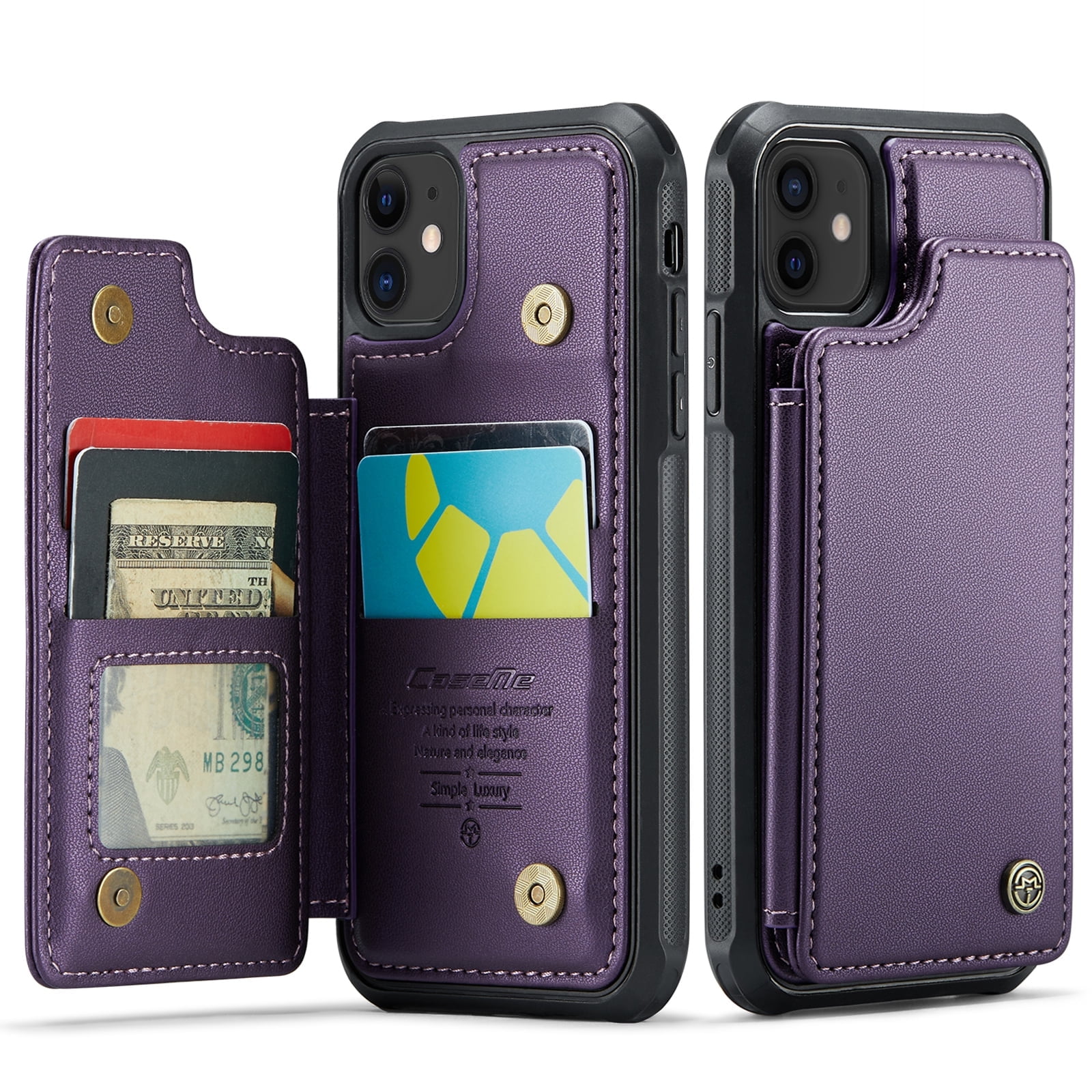 For iPhone 12 12 Pro Case with Card Holder, Wallet Case for Women Men ...