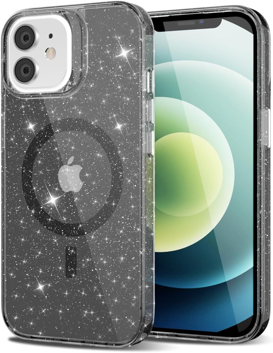 for iPhone 12/12 Pro Case Clear Magnetic Glitter Compatible with ...