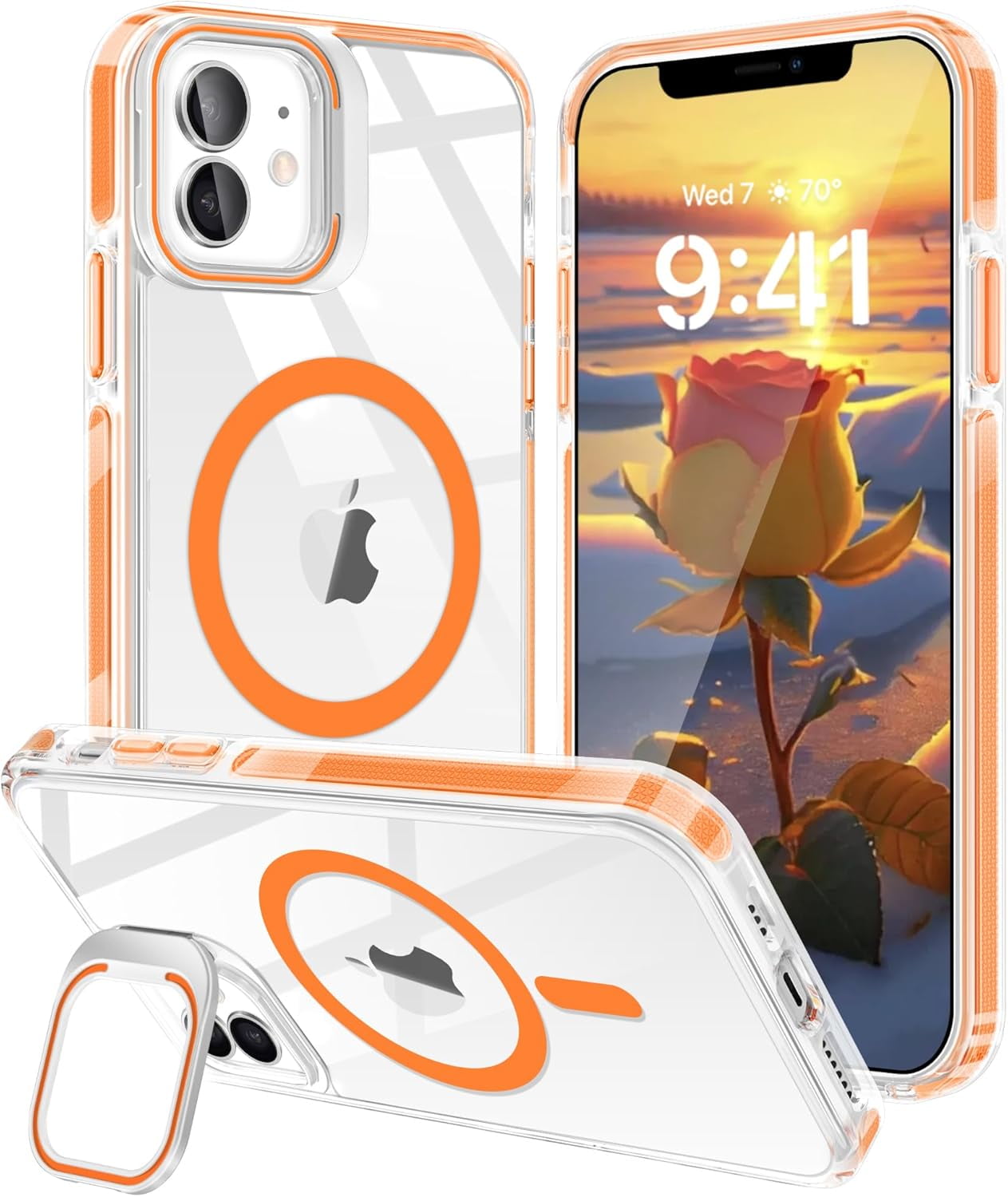 iPhone 12/12 Pro Case[with Camera Stand Ring Holder Kickstand][With ...