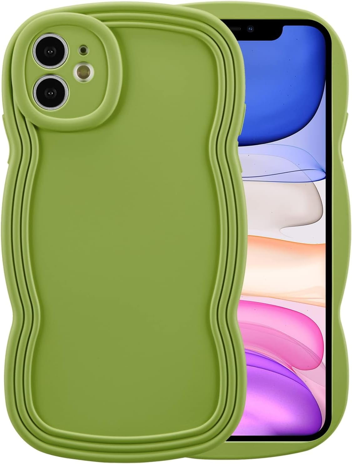 for iPhone 12 Case 6.1 Inch Curly Wave Frame Phone Case Cute Design ...