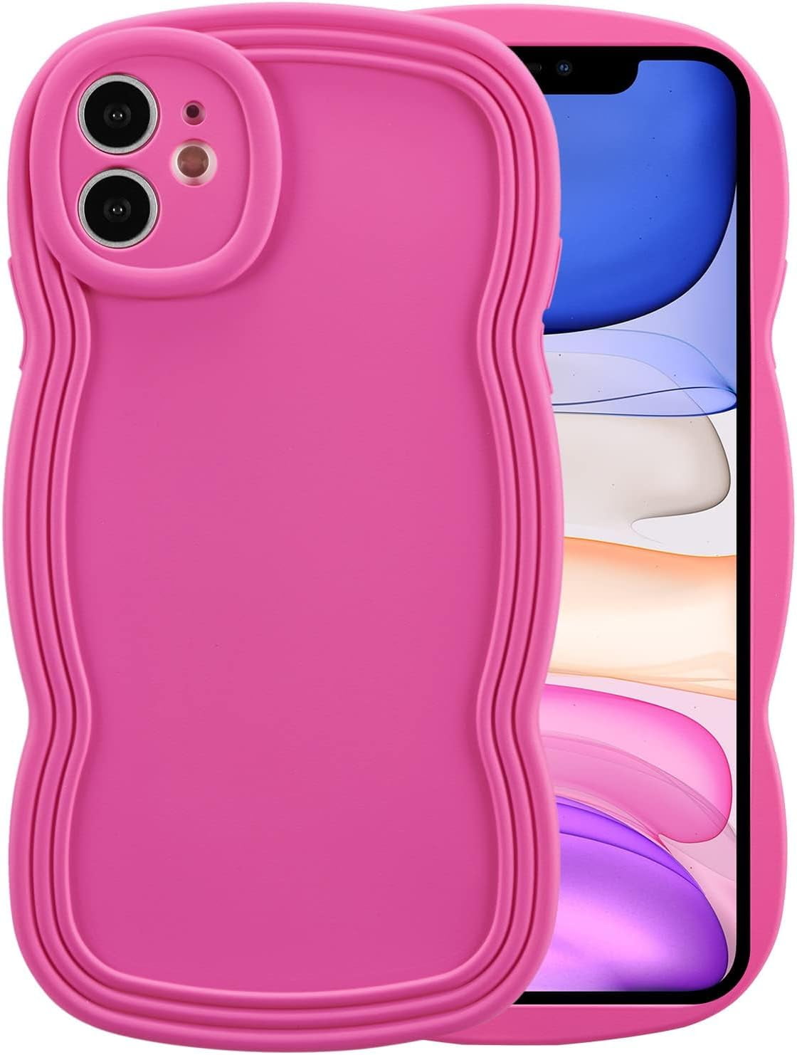 for iPhone 12 Case 6.1 Inch Curly Wave Frame Phone Case Cute Design ...