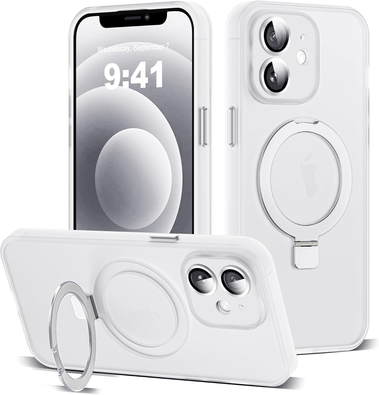 for iPhone 12 Case with Magnetic Invisible Ring Stand [Full Camera Lens ...
